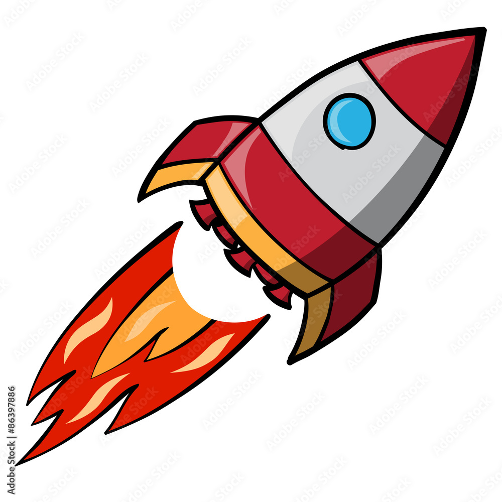 Flying Space Rocket. Сartoon sketch of a flying space rocket. Vector ...
