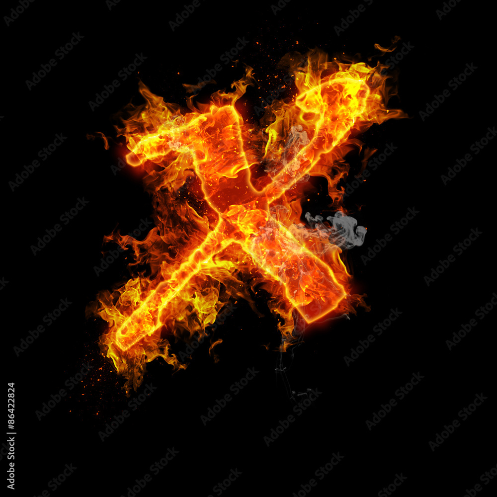 Fire letter X Stock Illustration | Adobe Stock