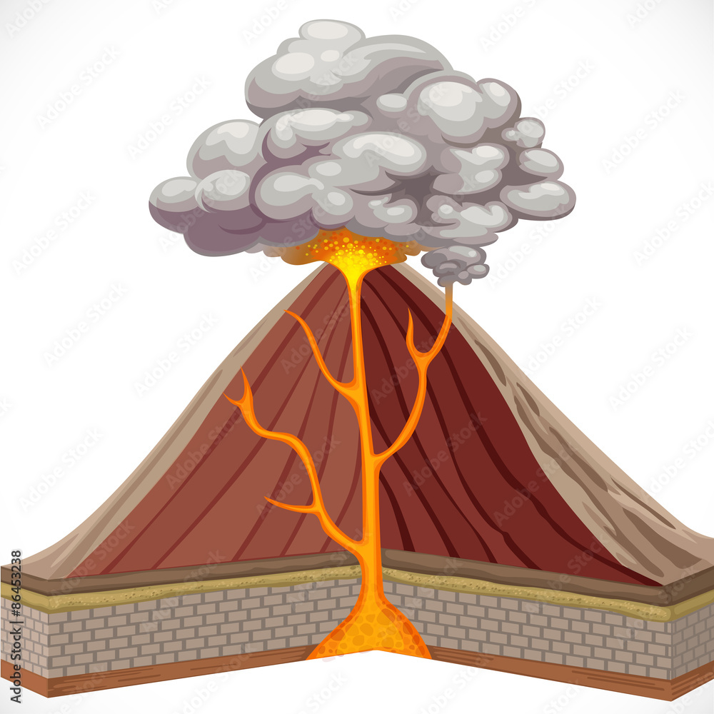 Diagram of volcano isolated on white background Stock Vector | Adobe Stock