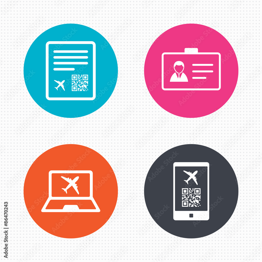 QR scan code icon. Boarding pass flight sign. Stock Vector | Adobe Stock