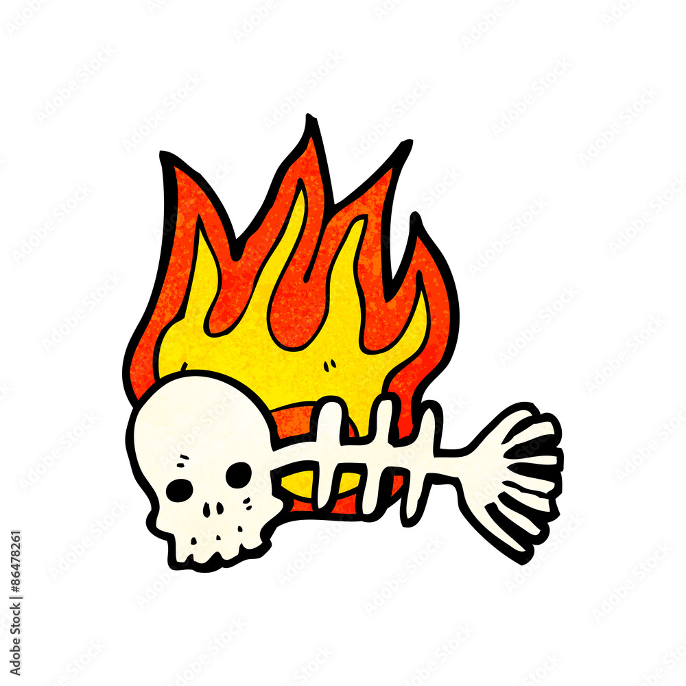cartoon flaming fish bones skeleton Stock Vector | Adobe Stock