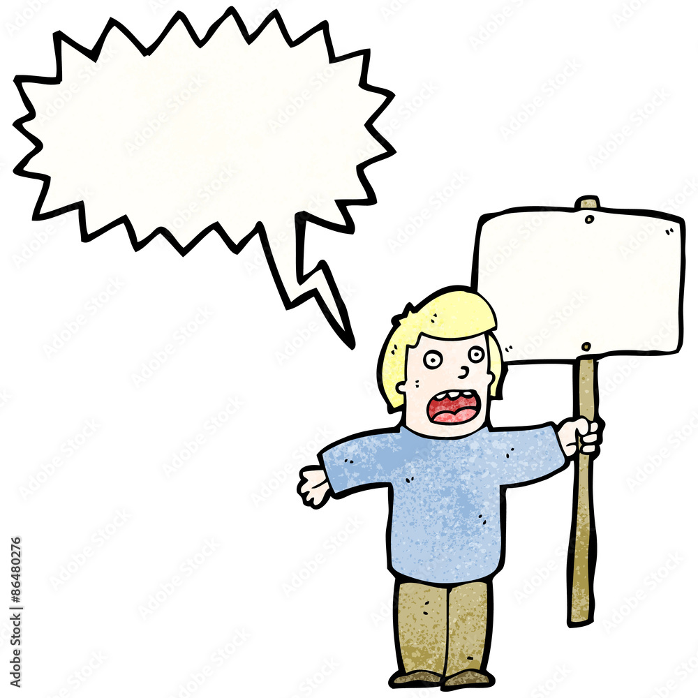 cartoon political protestor with sign Stock Vector | Adobe Stock