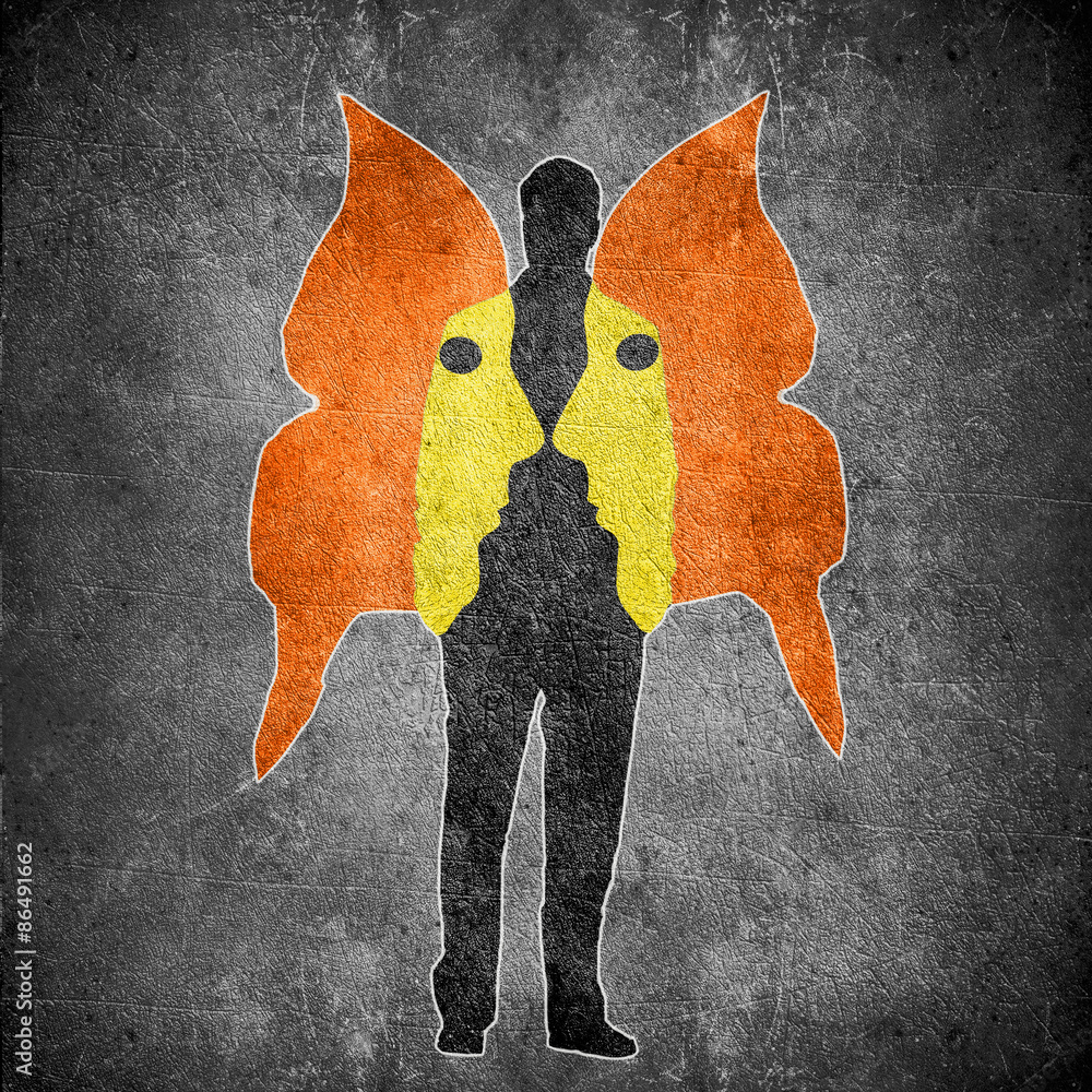 double personality concept illustration with man silhouette and ...