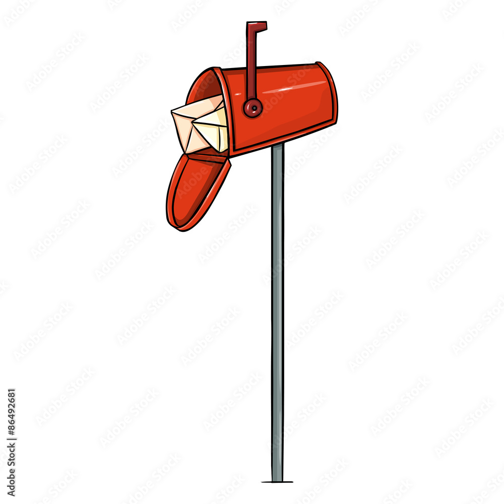 Vector Red Single Cartoon Mailbox Stock Vector | Adobe Stock
