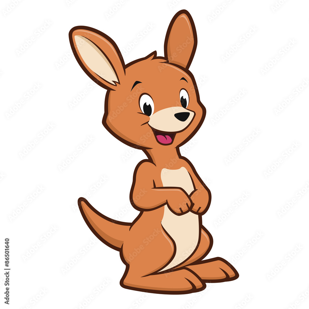 Cartoon Baby Kangaroo Stock Vector | Adobe Stock