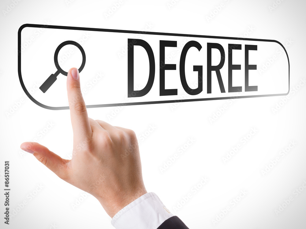 Degree written in search bar on virtual screen Stock Photo | Adobe Stock