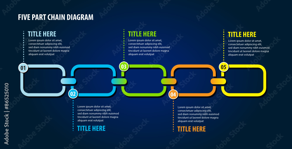 Five Part Chain Diagram Stock Vector | Adobe Stock