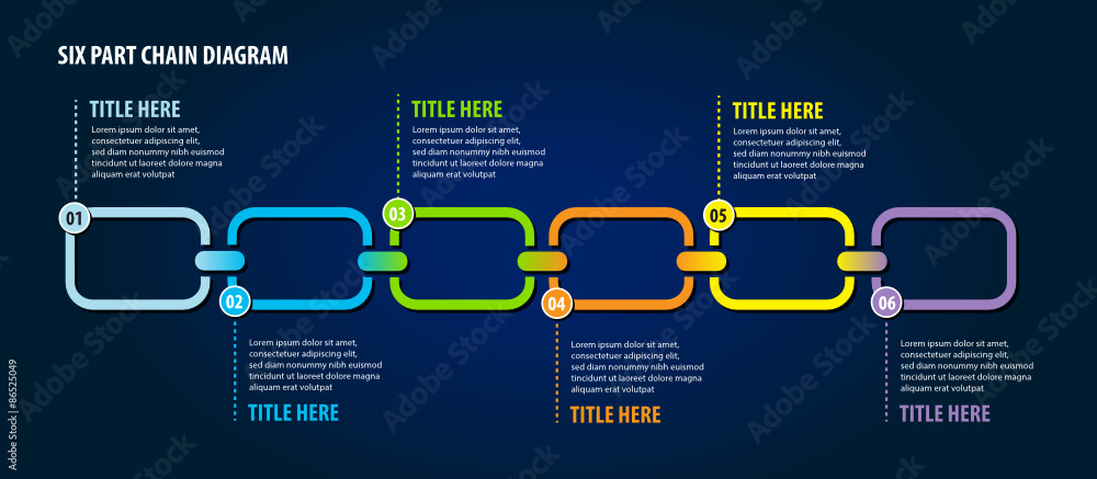 Six Part Chain Diagram Stock Vector | Adobe Stock