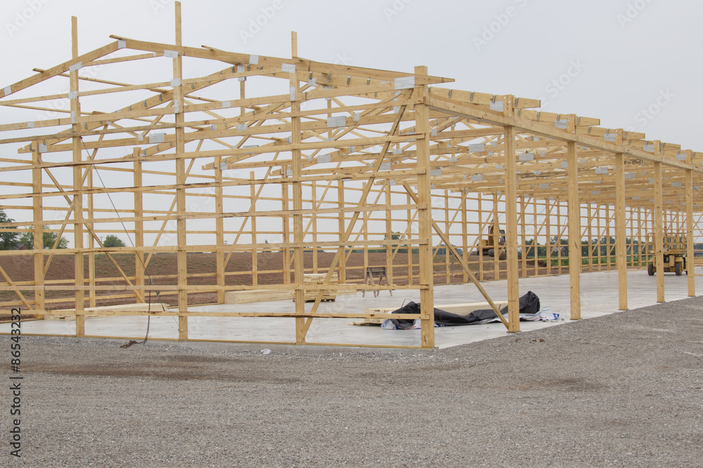 Frame being built for Storage Unit building lumber Stock Photo | Adobe ...