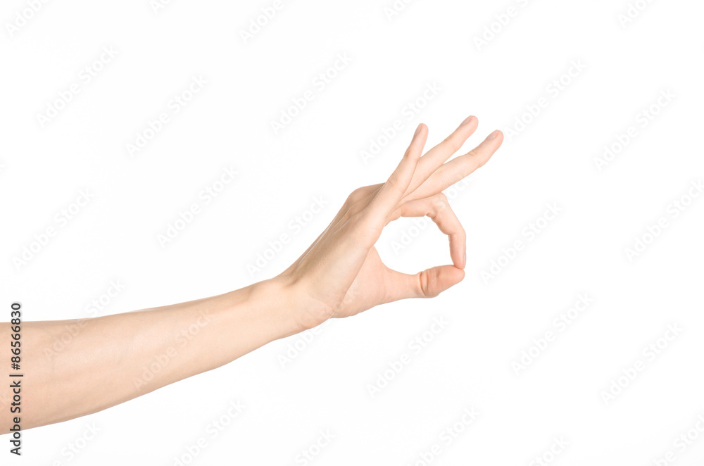 Hand gestures theme: the human hand shows gestures isolated on white ...