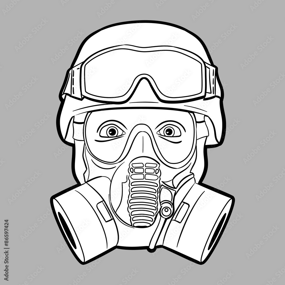 Gas Mask Soldier Drawing