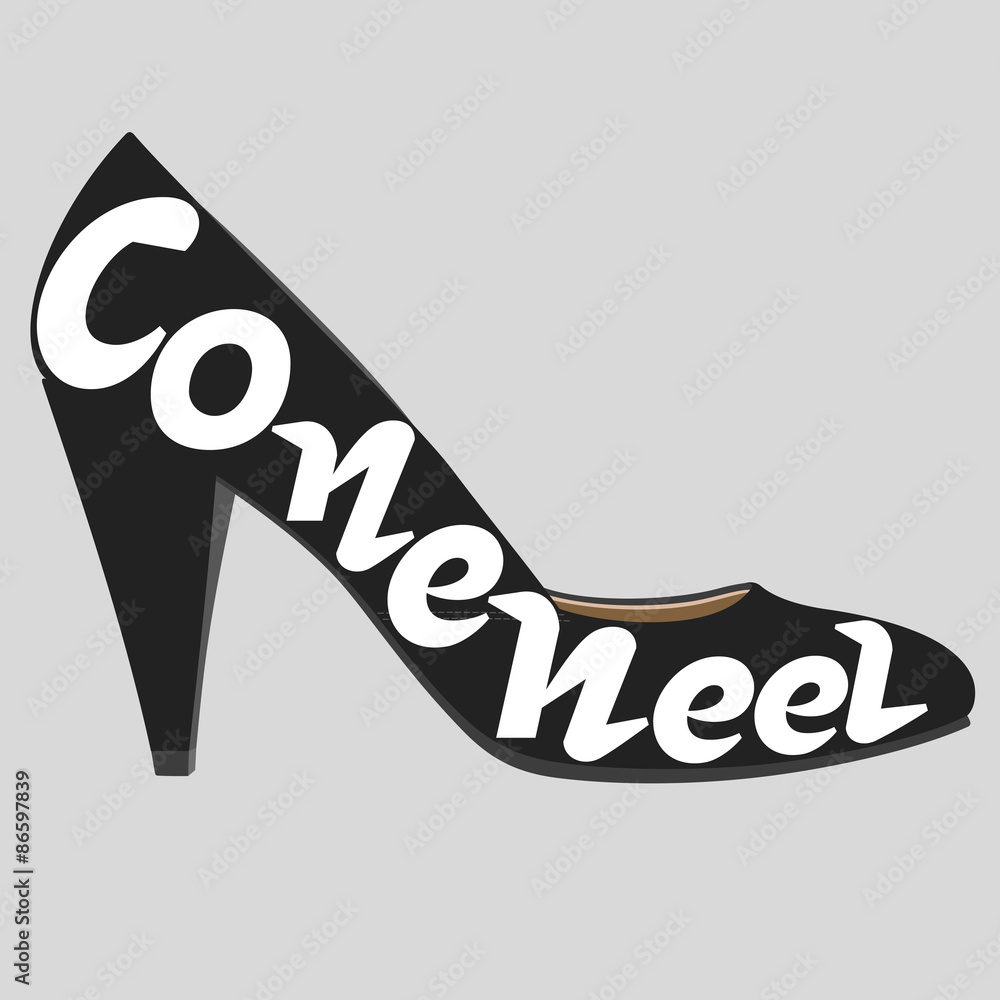 Fashion typography, shoe typography, cone heel shoe typography, fashion ...