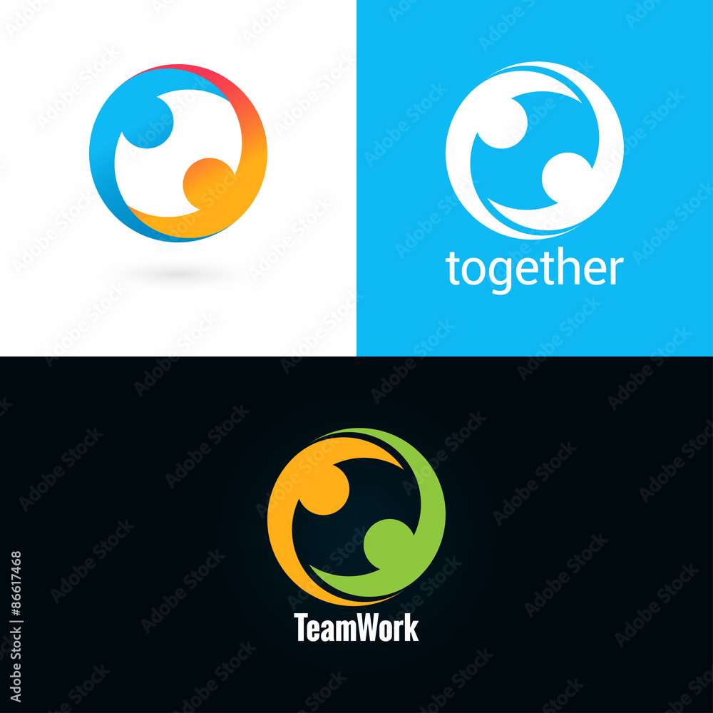 team work logo design icon set background Stock Vector | Adobe Stock