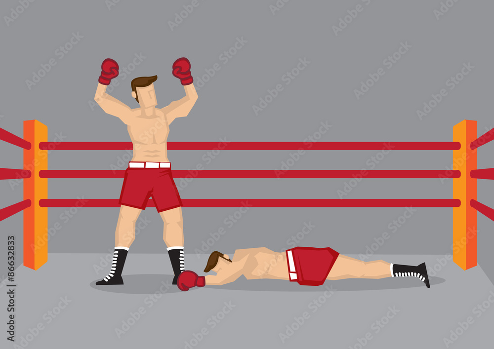 Photo & Art Print Winner Boxer in Boxing Ring Vector Illustration ...