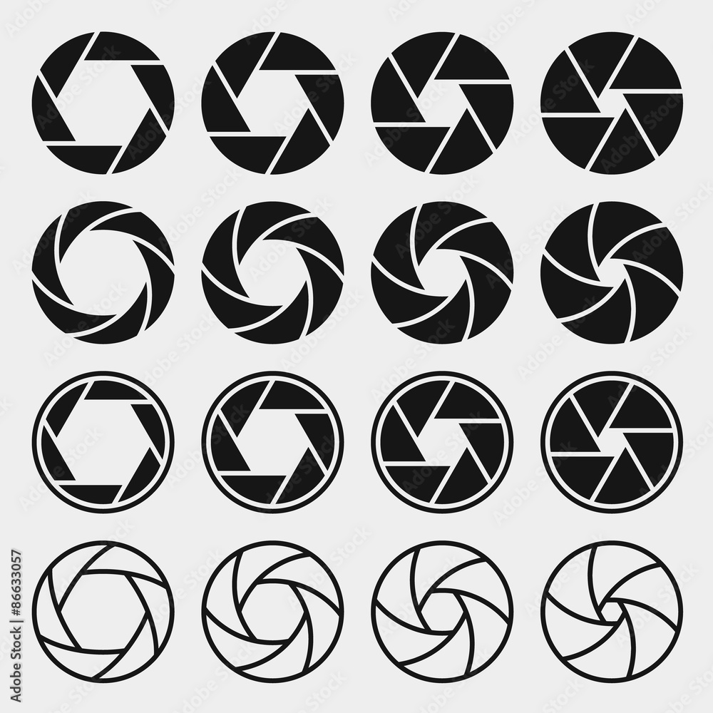 Camera shutter icons Stock Vector | Adobe Stock