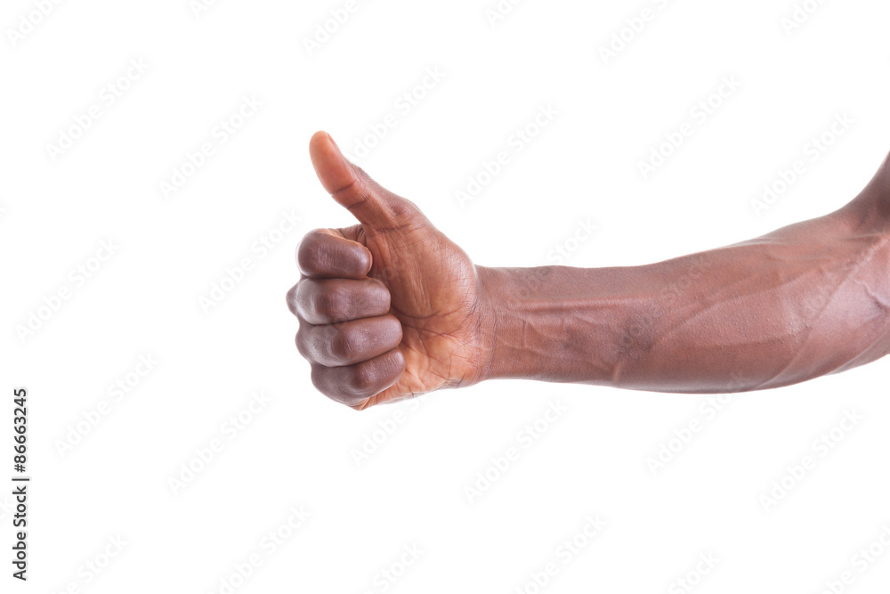 African american hand making thumbs up gesture - Black people Stock ...