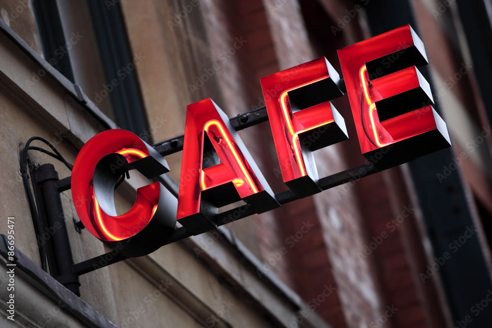 Neon cafe sign Stock Photo | Adobe Stock