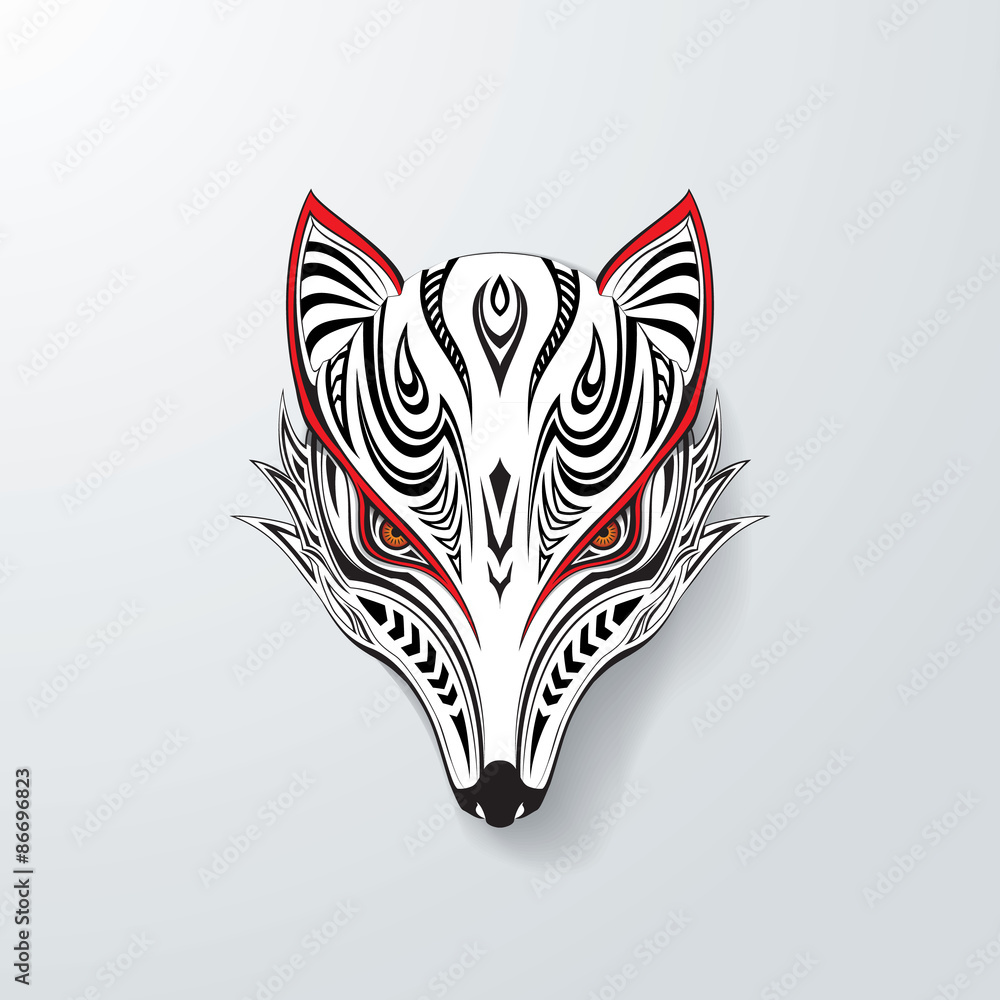Tribal Fox Head Illustration Stock Vector Adobe Stock