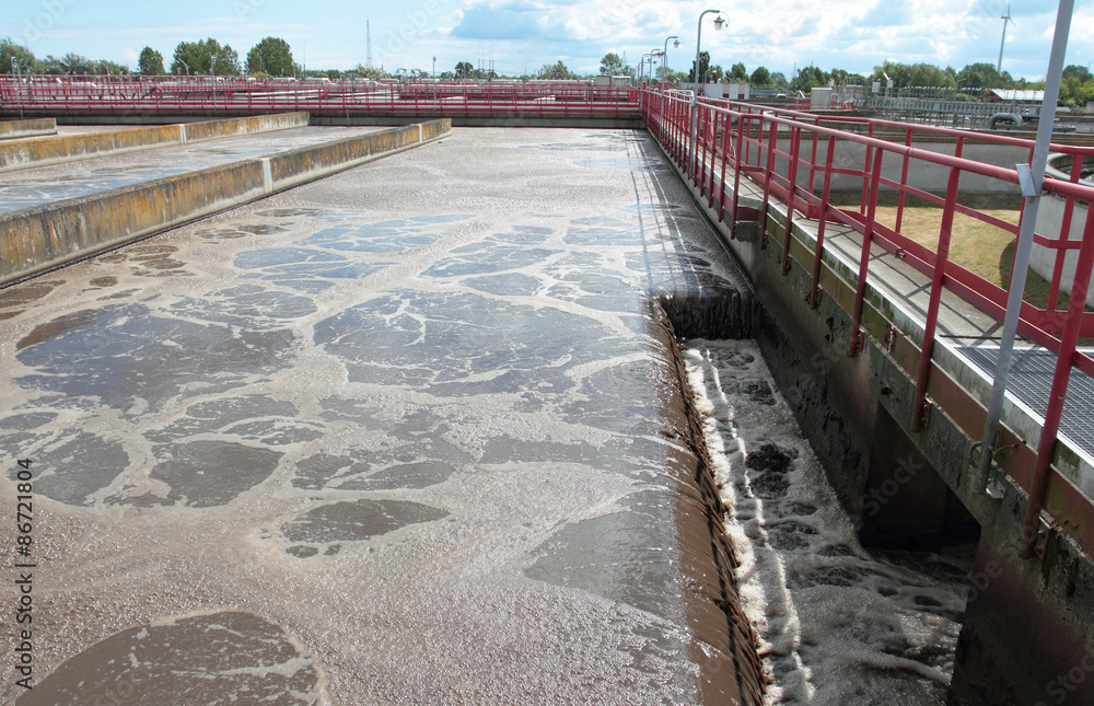 Wastewater basin system in treatment plant Stock Photo | Adobe Stock