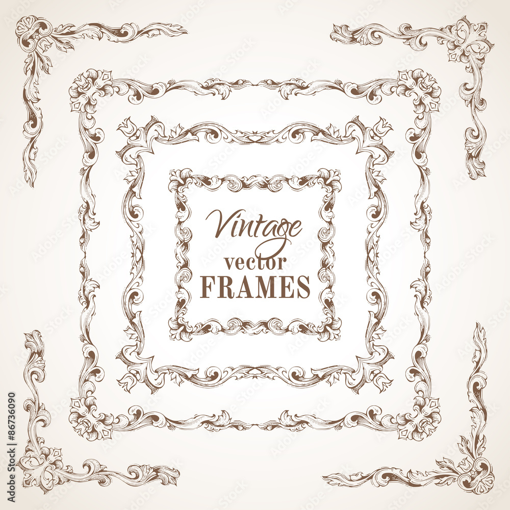 Vector set of vintage sepia frames. Stock Vector | Adobe Stock