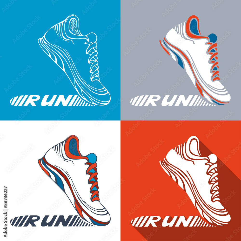 Vector set of running shoe symbols. Stock Vector | Adobe Stock