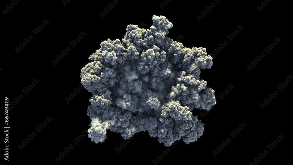 4K smoke explosion, shockwave effect isolated on black background, top ...