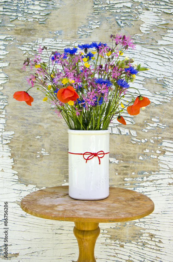 various beautifull summer wild flowers in vase Stock Photo | Adobe Stock