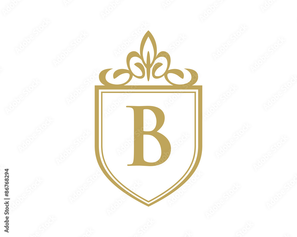 simple floral letter shield logo b Stock Vector | Adobe Stock