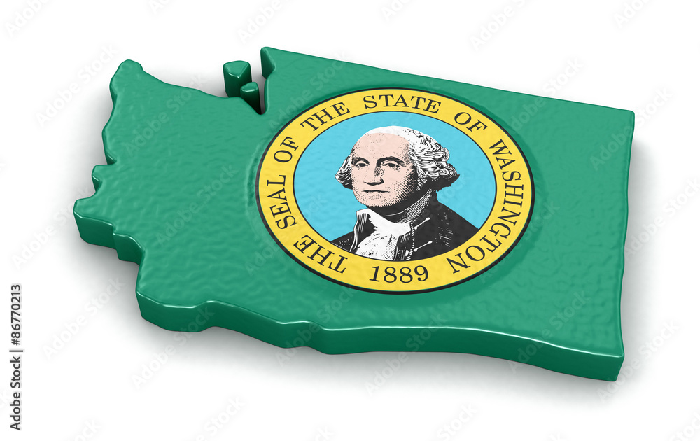 Map of Washington state with flag. Image with clipping path. Stock ...