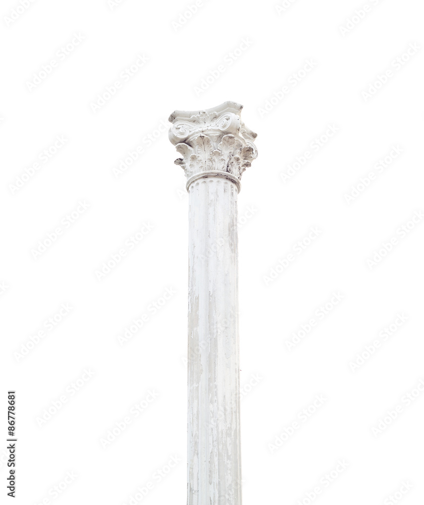 Antique white single pillars greek on white background Stock Photo ...