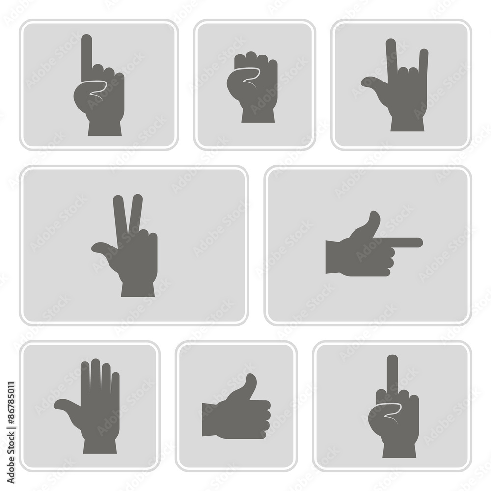 monochrome set with hands and finger icons for your design Stock Vector ...
