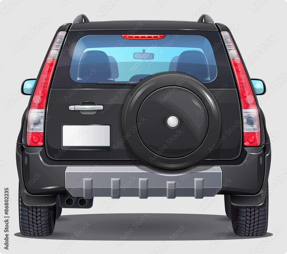 Vector Suv Black Car - Rear view - Visible interior Version Stock ...