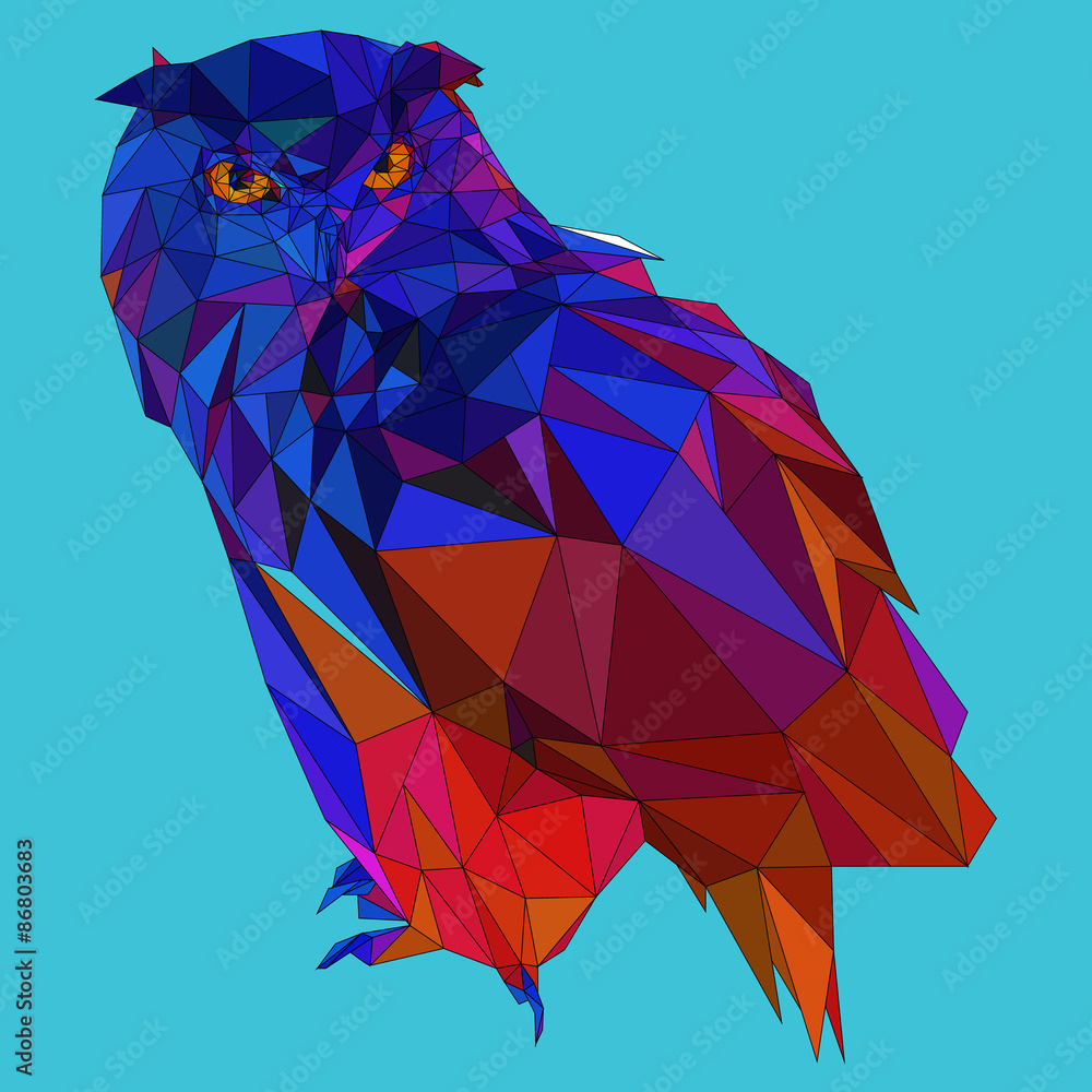 Owl triangle low poly style. Good use for sticker design, icon, symbol ...
