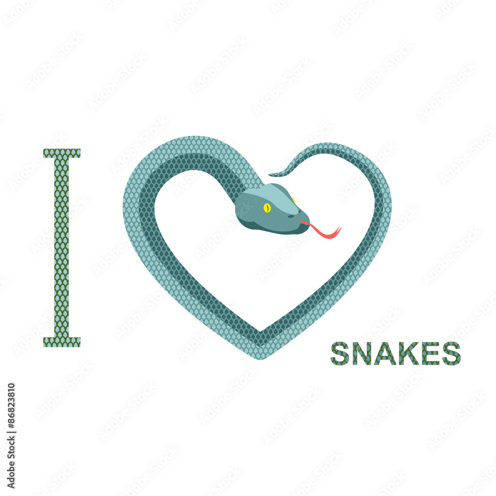 I love snakes. Symbol of heart of snake. Python curled up. Stock Vector ...