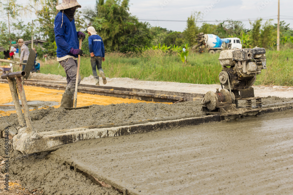Placing concrete road construction Improve mobility routes for ...