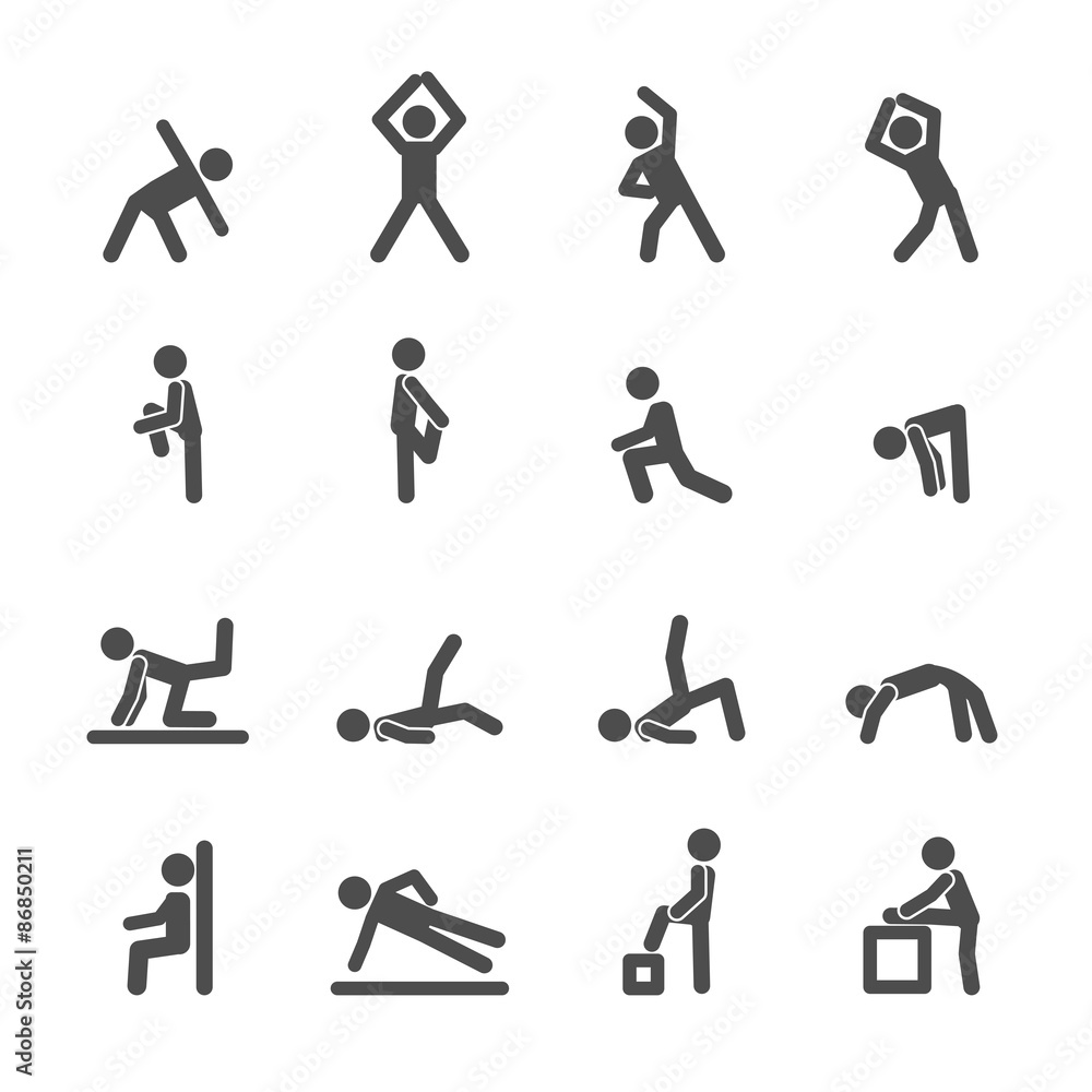 people exercise in fitness icon set, vector eps10 Stock Vector | Adobe ...