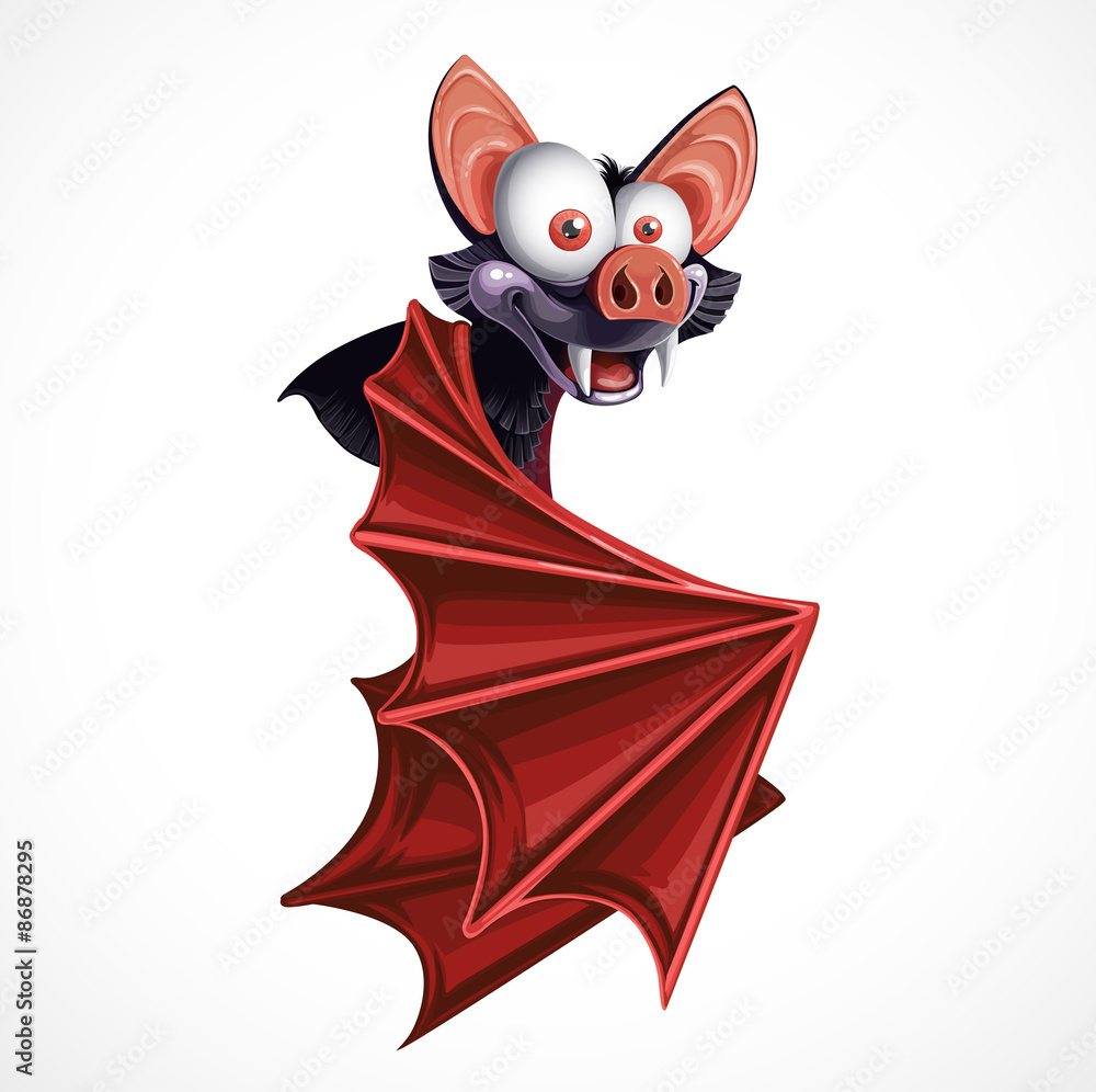 Cute cartoon flying Bat isolated on white background Stock Vector ...
