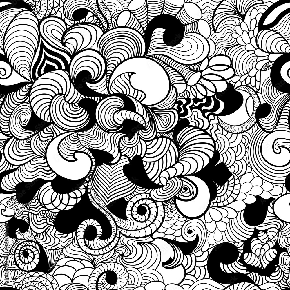 Seamless pattern in style zentangle (ethnic, doodle). Zentangle wave ...
