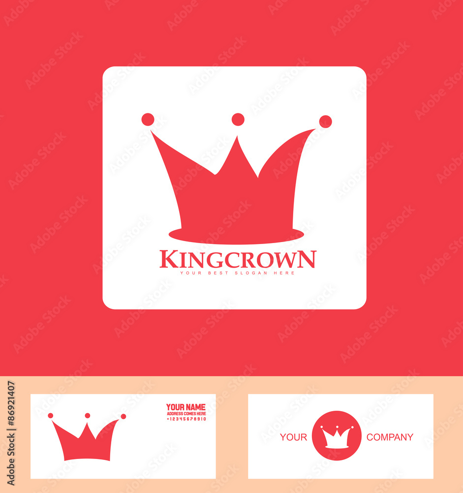 Crown logo red icon set Stock Vector | Adobe Stock