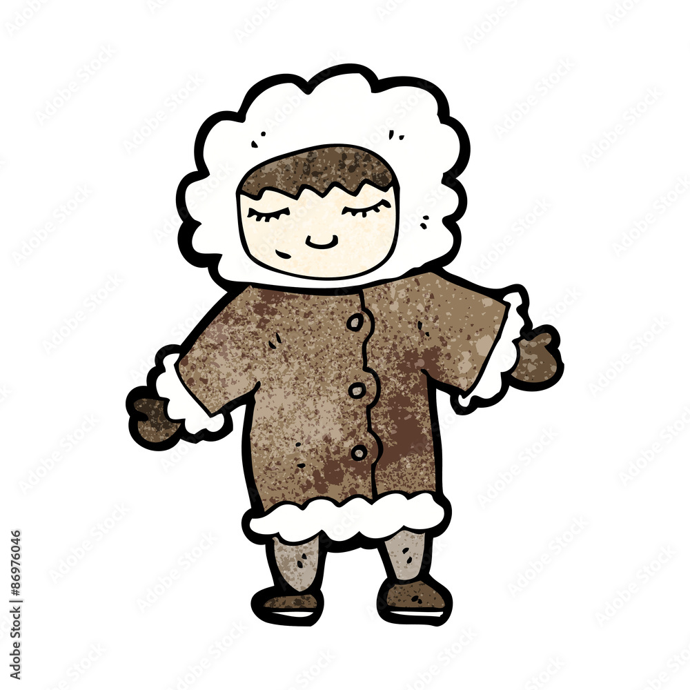 cartoon man in winter fur coat Stock Vector | Adobe Stock