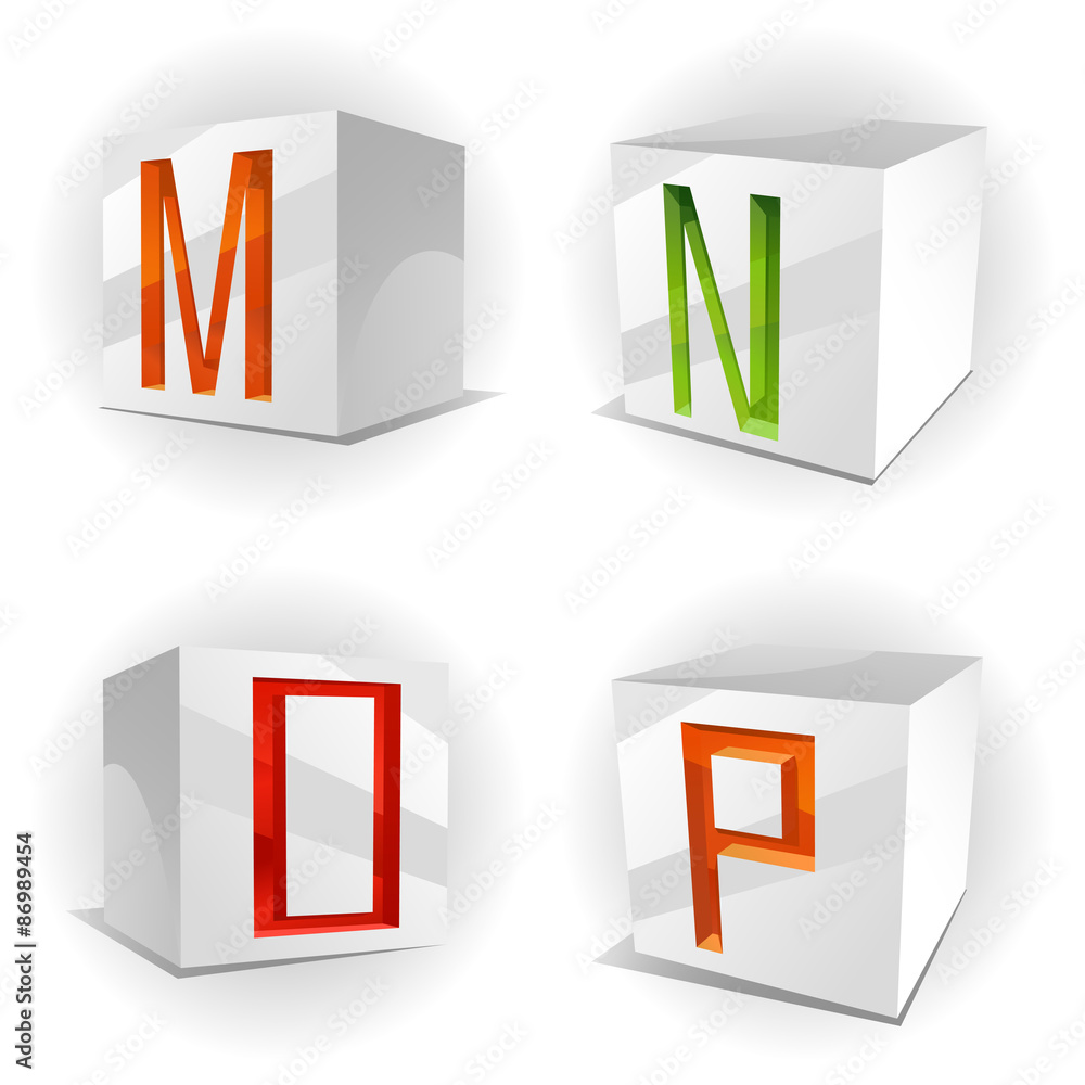 Vector cube alphabet letters M,N,O,P Stock Vector | Adobe Stock