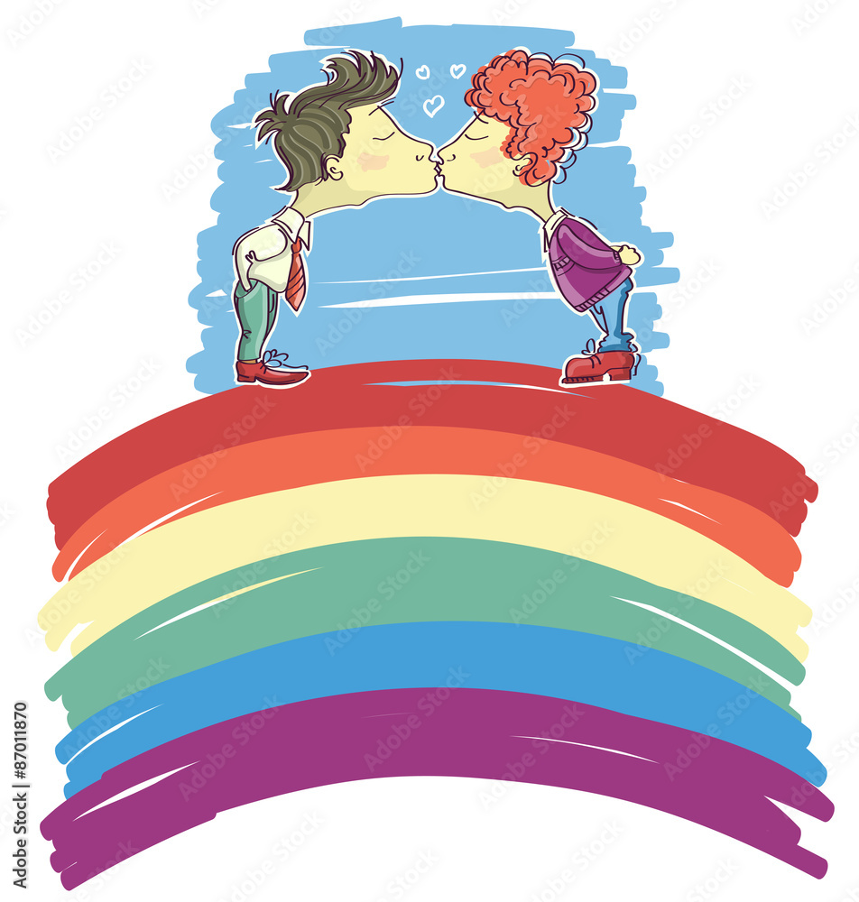 gay couples kissing.Vector cartoons image isolated for design Stock Vector | Adobe Stock