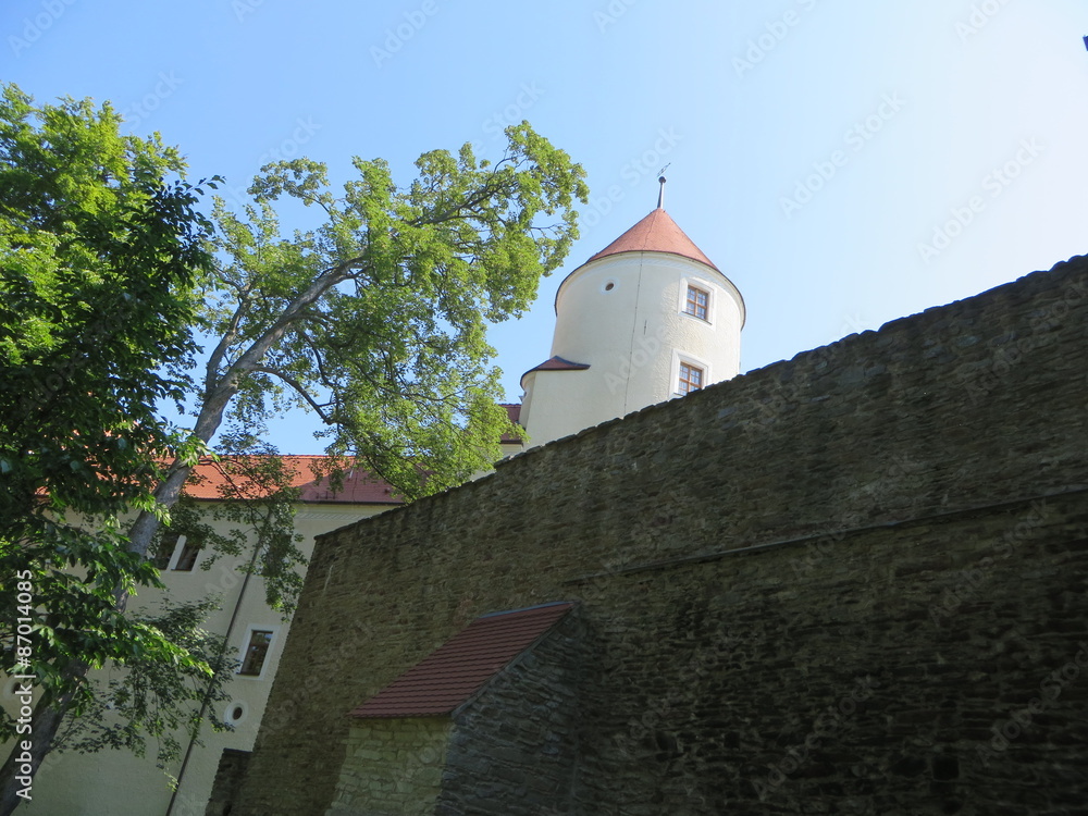 Stadtmauer Freiberg mit Schloss Stock Photo | Adobe Stock