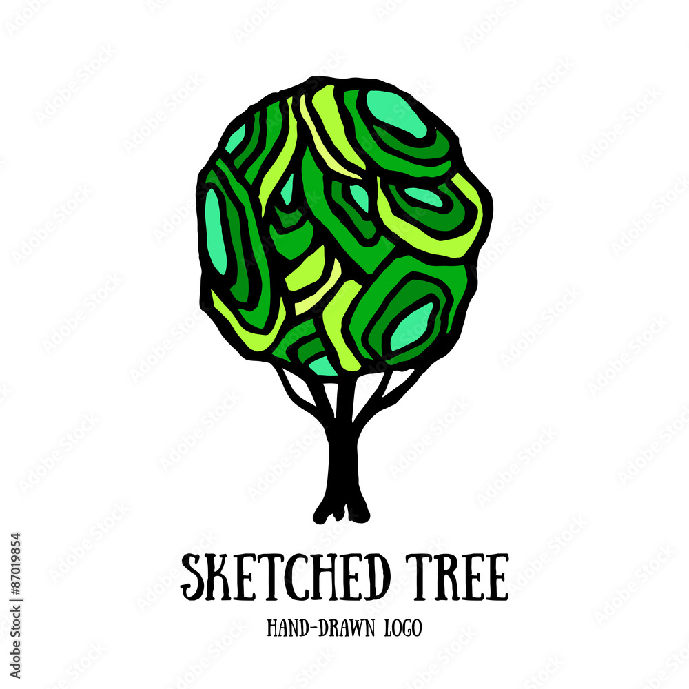 Hand-drawn tree logo template Stock Vector | Adobe Stock