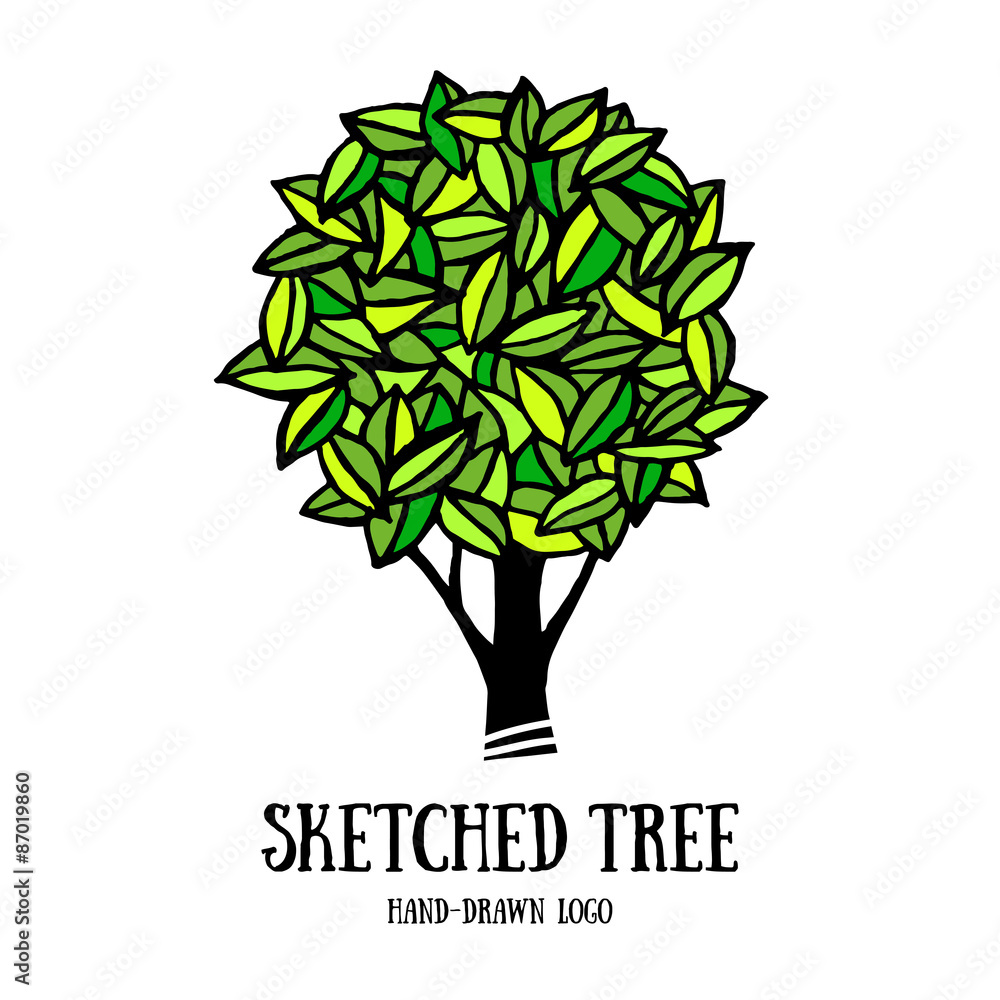 Hand-drawn tree logo template Stock Vector | Adobe Stock