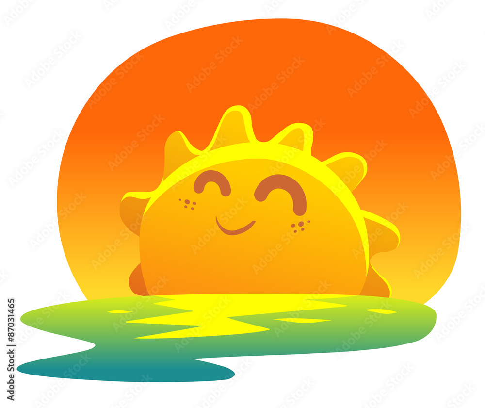 Sol_Cartoon_amanecr_3 vector de Stock | Adobe Stock