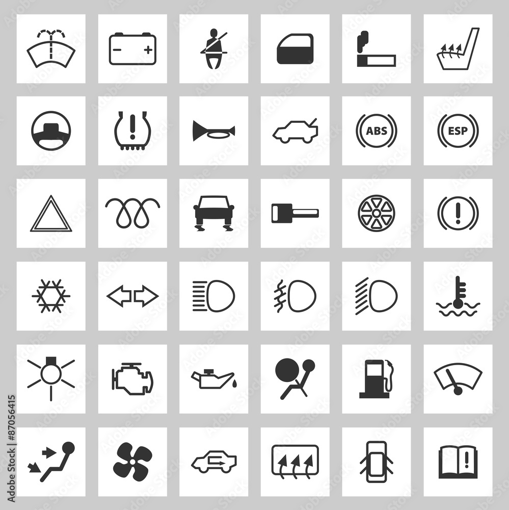 Car dashboard icons set. Stock Vector | Adobe Stock
