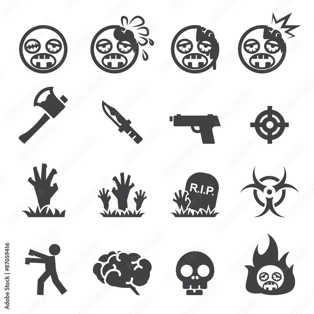 Zombie icons Stock Vector | Adobe Stock