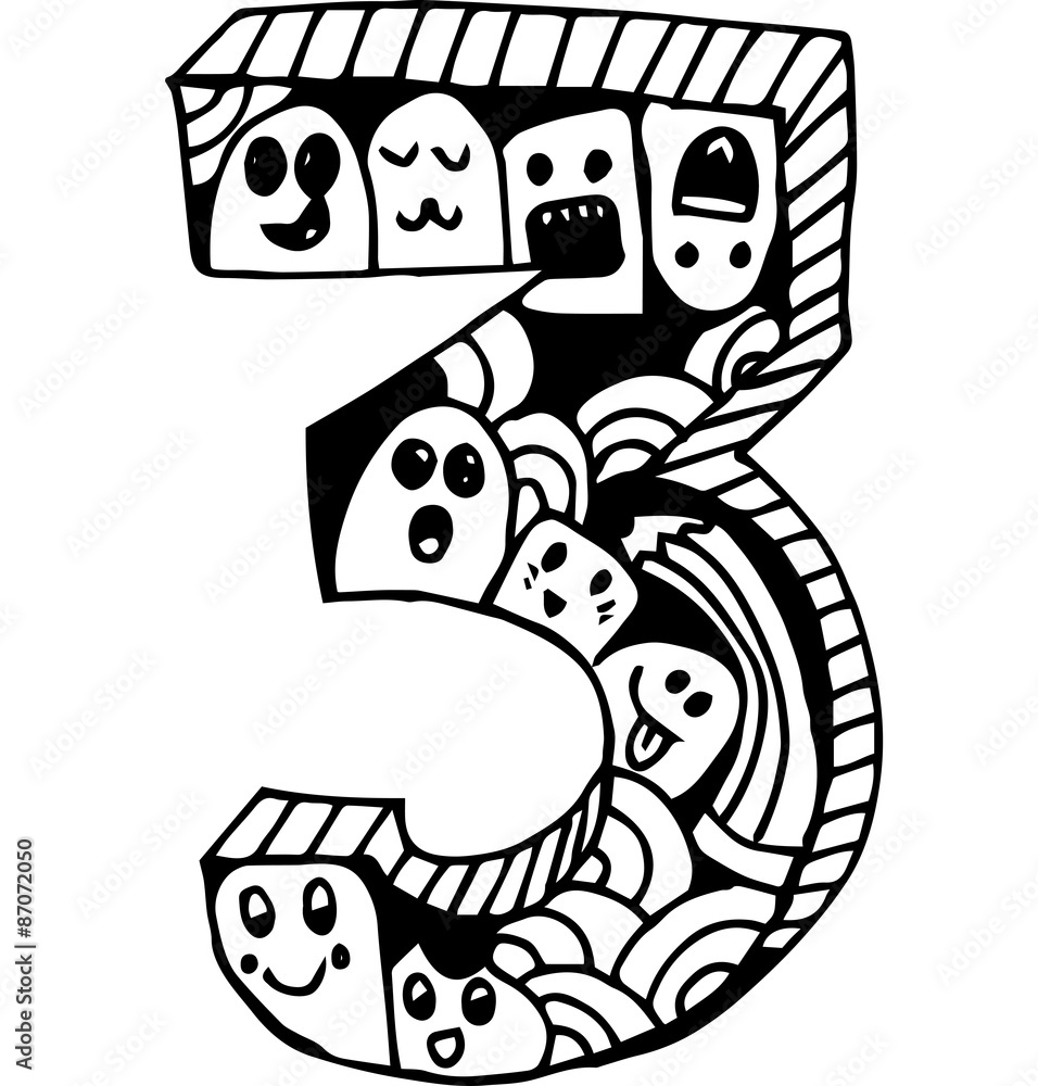 hand drawn number doodle of illustration Stock Vector | Adobe Stock