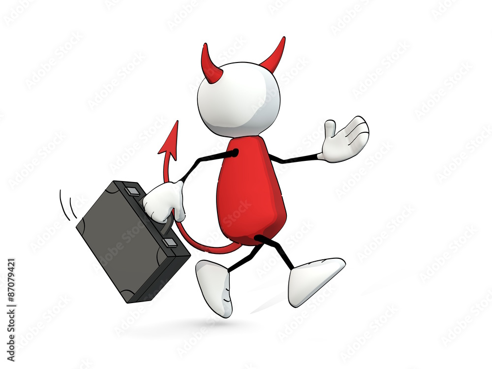 little sketchy man - devil with briefcase in a hurry Stock Illustration ...